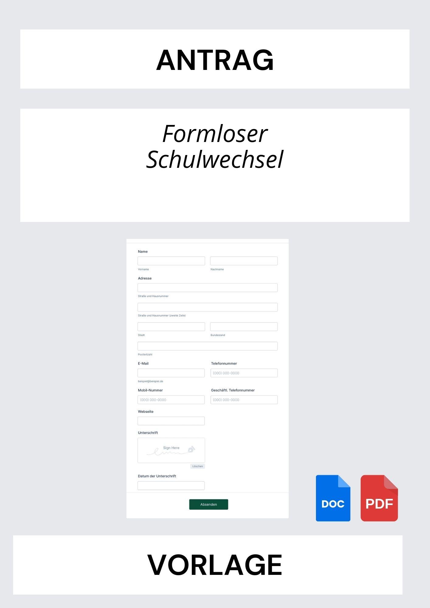 Formloser Antrag Schulwechsel Vorlage